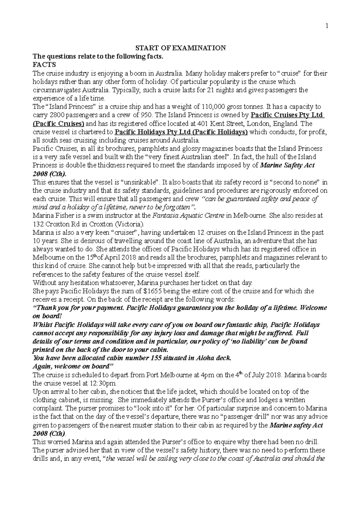 Prac exa - Practice exam - START OF EXAMINATION The questions relate to ...