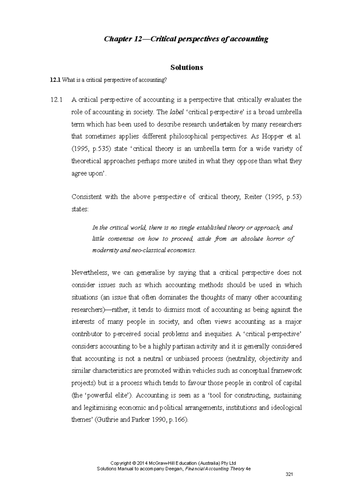 Ch 12 - Crtitical Theory - Chapter 12—Critical perspectives of ...