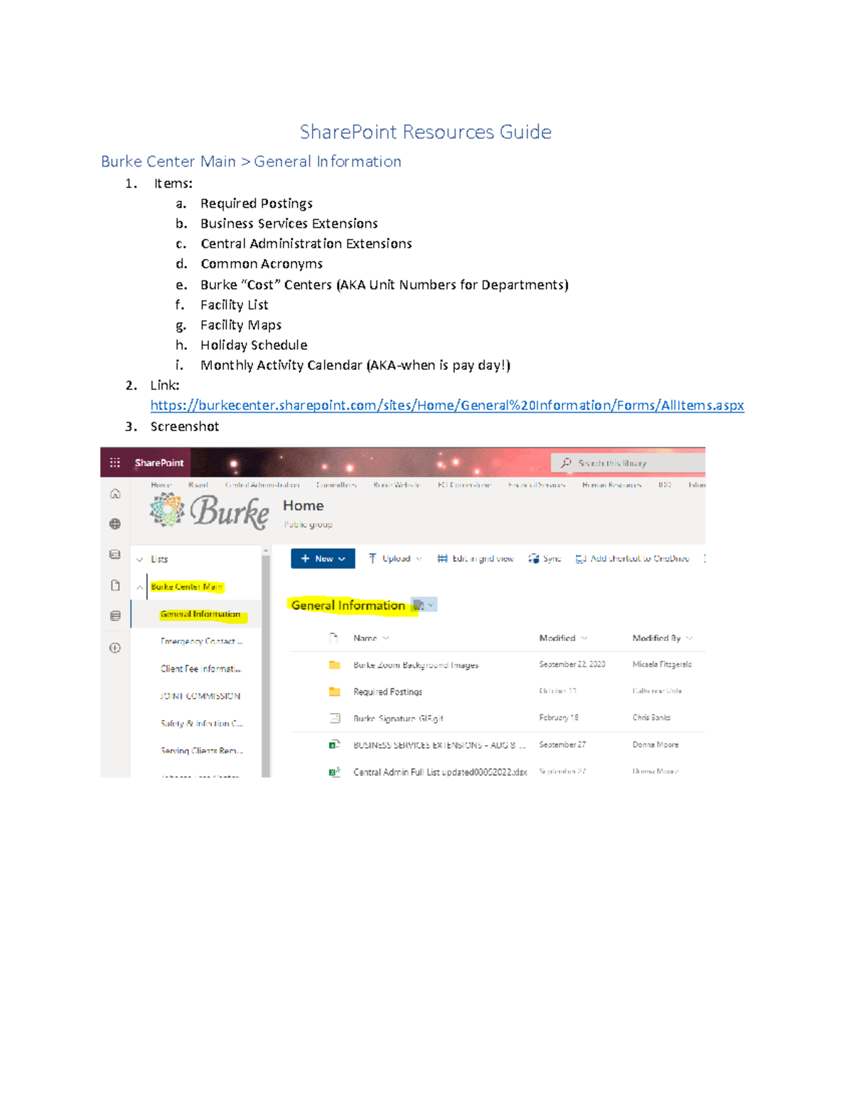 Share Point Resources Guide - SharePoint Resources Guide Burke Center ...