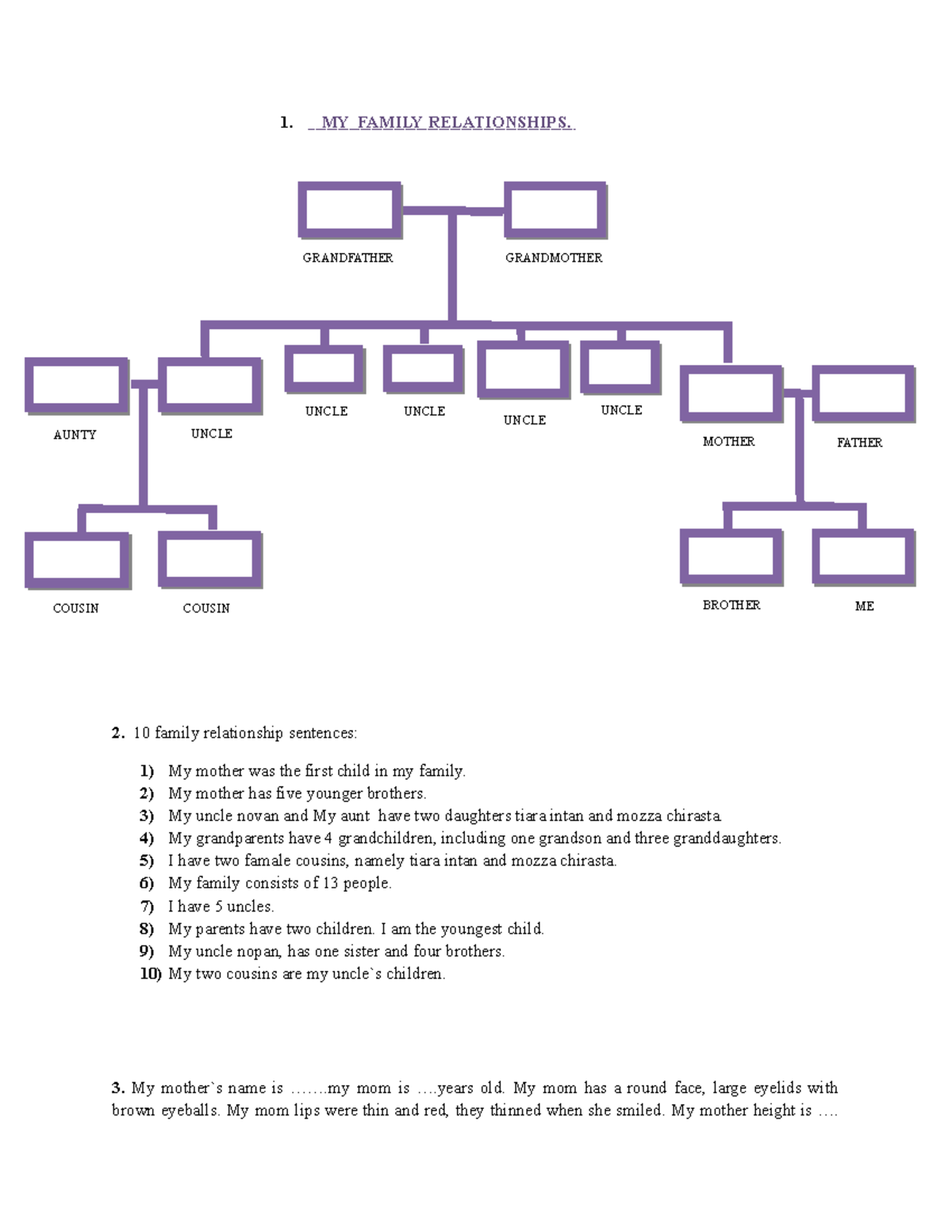 1. MY Family Relationships - 1. MY FAMILY RELATIONSHIPS. 2. 10 family ...