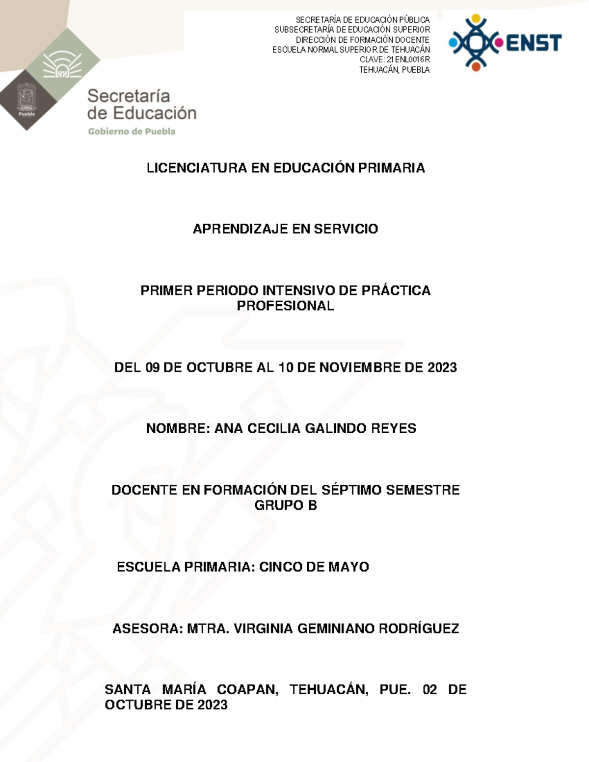 PLAN DE PRÁ Ctica SÉ Ptimo 1 - SUBSECRETARÍA DE EDUCACIÓN SUPERIOR DIRECCIÓN DE FORMACIÓN ...