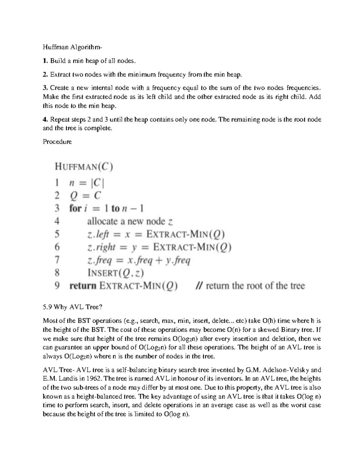 Dslecture 6 - mmmmmmm - Huffman Algorithm- Build a min heap of all ...