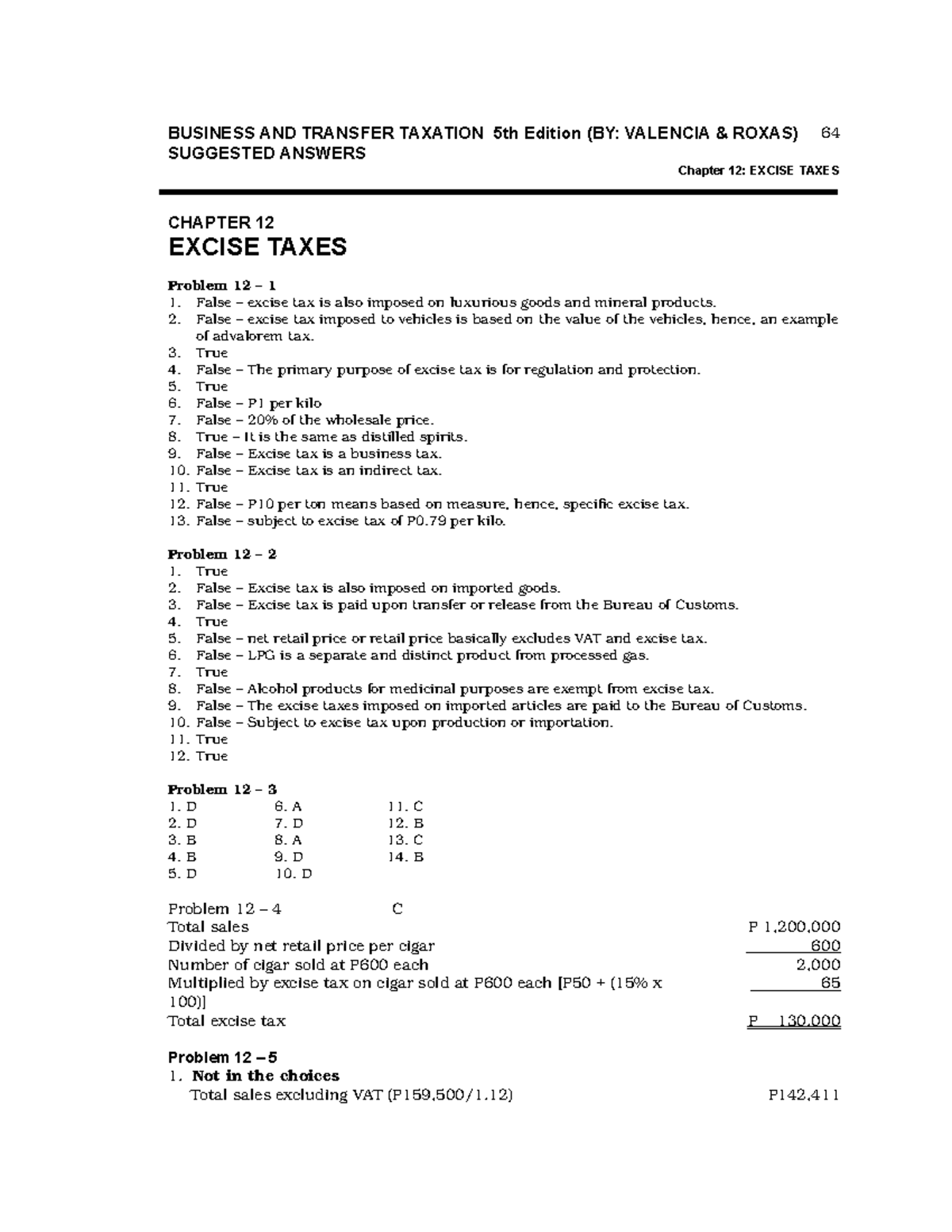 Solution manual Transfer and Business Taxes by Valencia Chapter 12 ...
