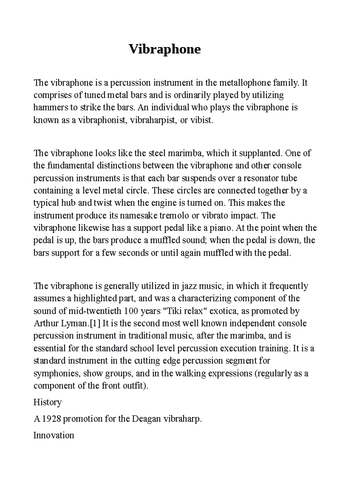 Vibraphone - Ifah - Vibraphone The vibraphone is a percussion ...