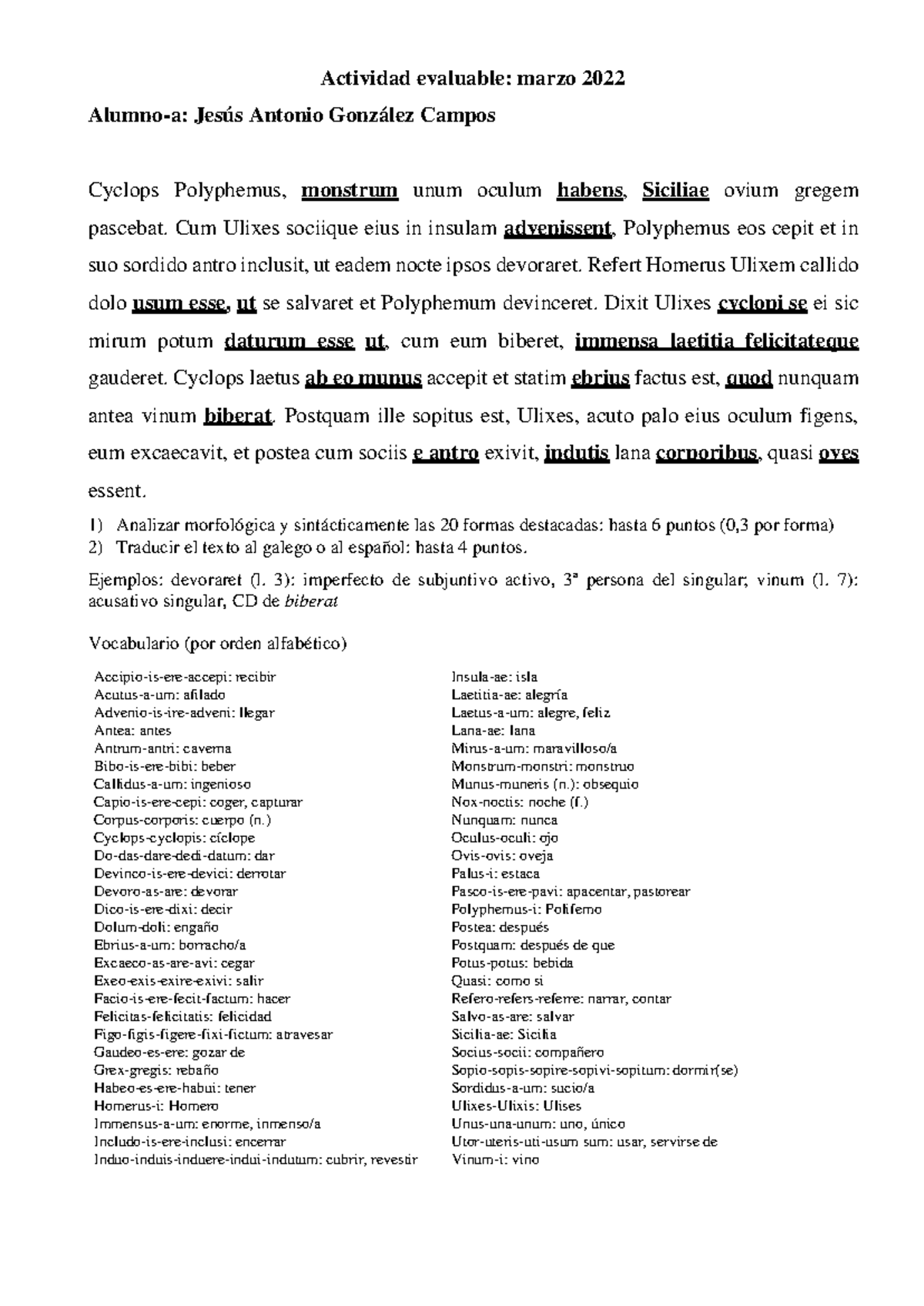 Latin Jesu - Alea iacta est - Actividad evaluable: marzo 2022 Alumno-a ...