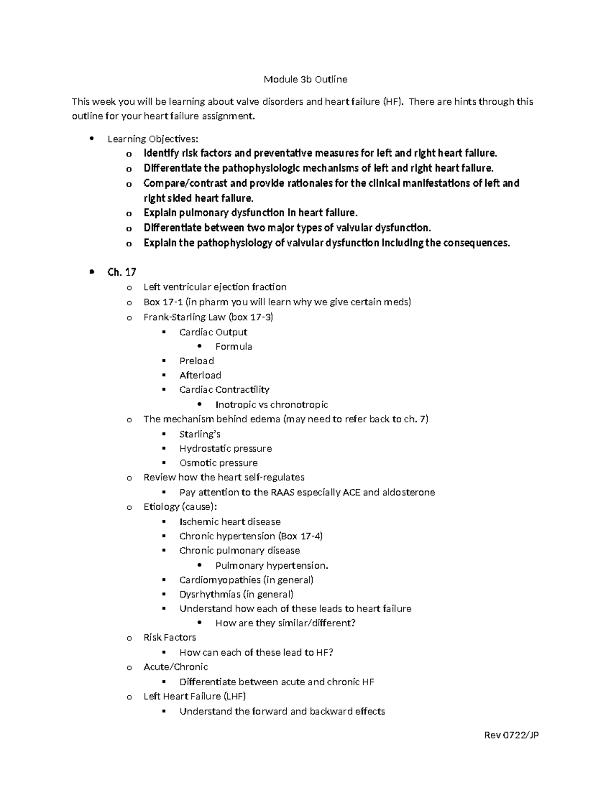 Module 3b Cardiac Outline - Module 3b Outline This week you will be ...