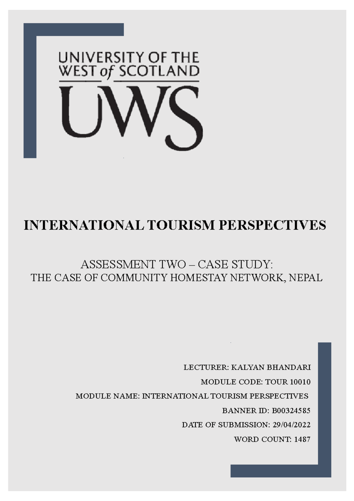 ITP - The case of community homestay network, Nepal - LECTURER: KALYAN ...