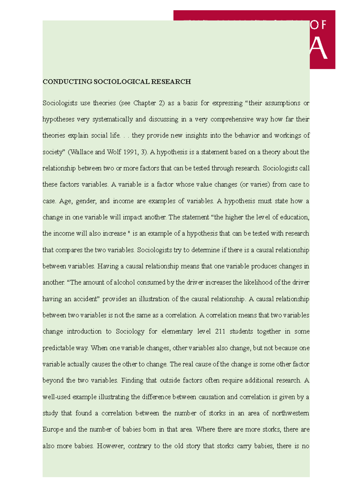 Documents Sociology - Conducting Sociological Research - CONDUCTING ...