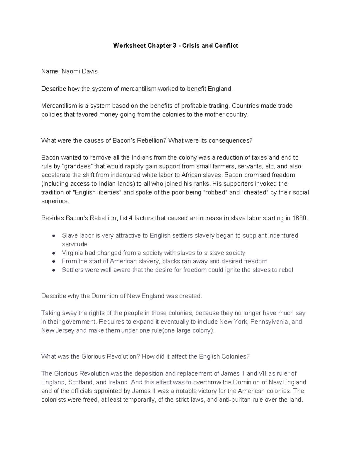 Worksheet Chapter 3 - Crisis and Conflict - Worksheet Chapter 3 ...