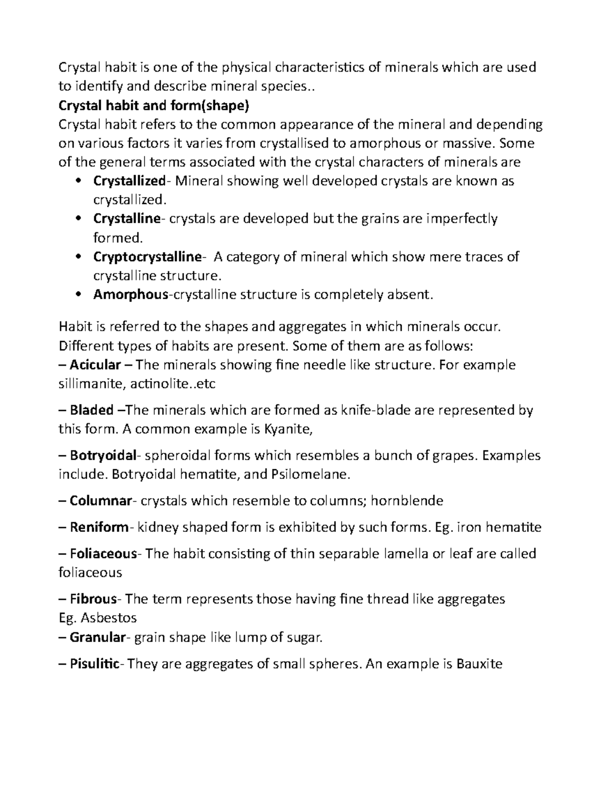 Crystal habit - . Crystal habit and form(shape) Crystal habit refers to ...