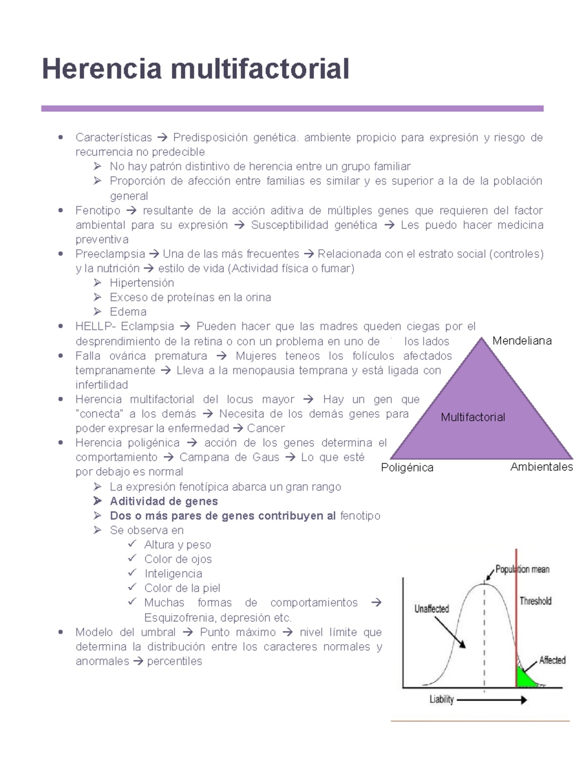 Herencia multifactorial - Modelo del umbral Punto nivel que determina ...