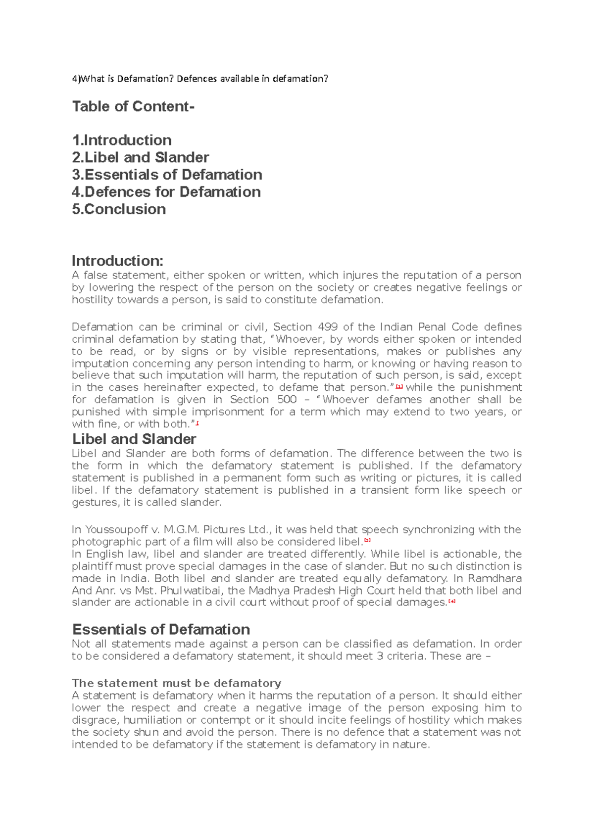 Defamation - Defamation can be criminal or civil, Section 499 of the ...