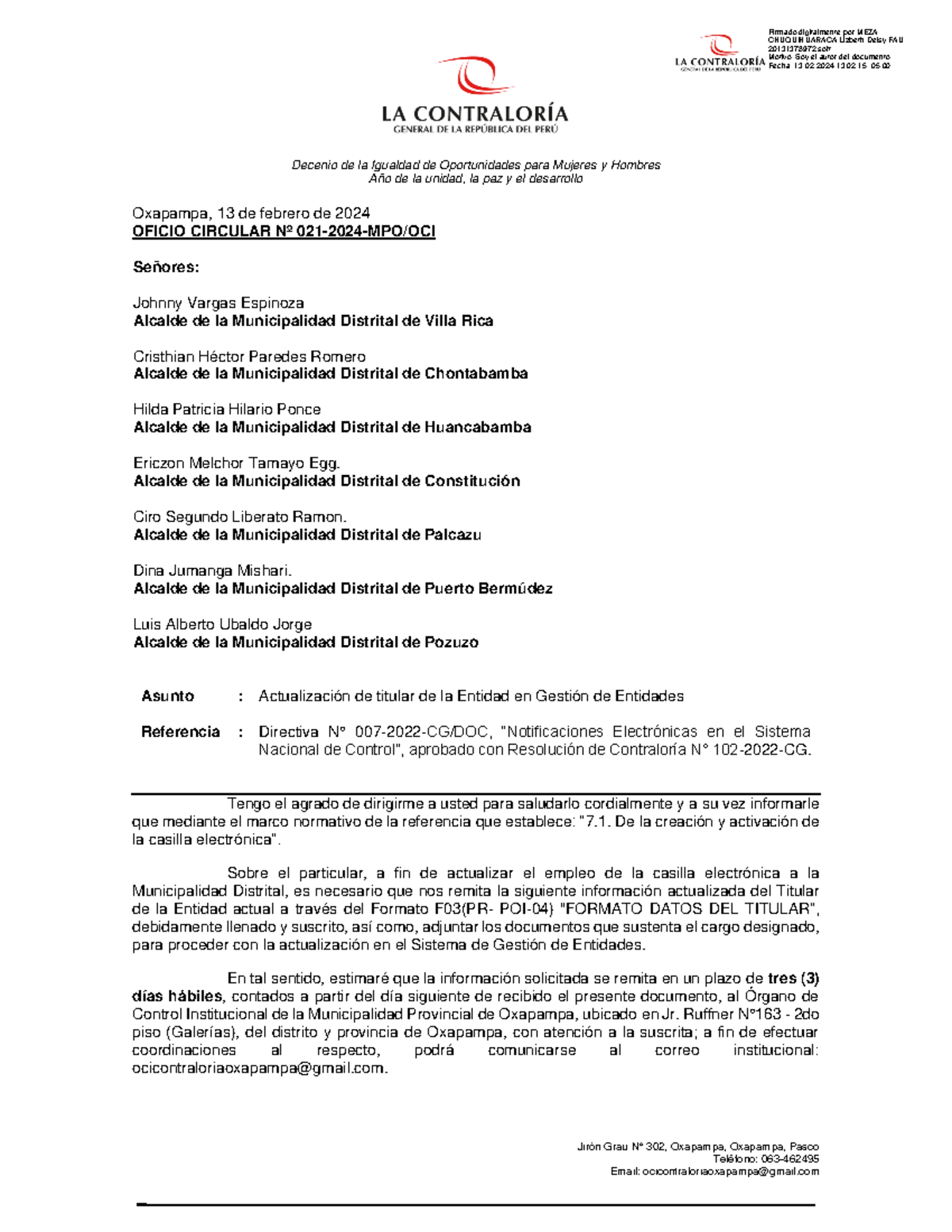 21 Oficio Circular Casilla electrónica[F] - Decenio de la Igualdad de ...