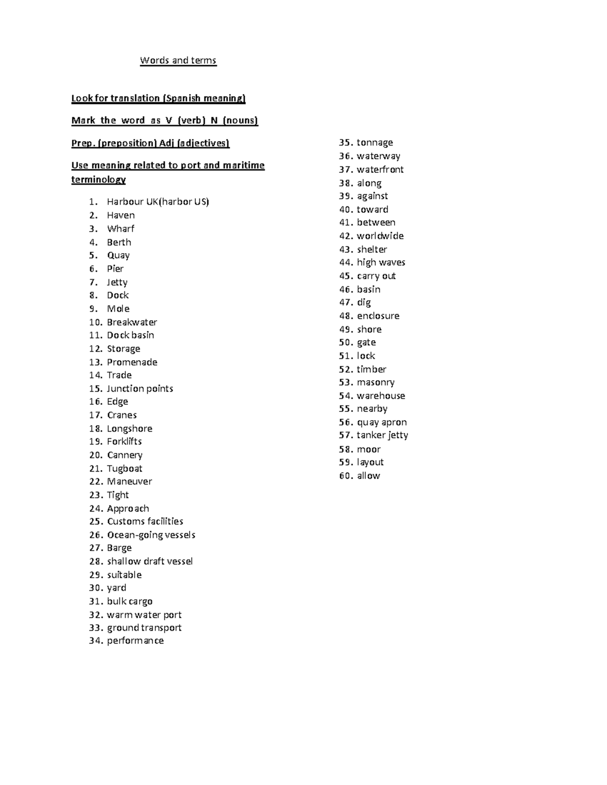 Vocabulary 2-Port Structures - Words and terms Look for translation ...
