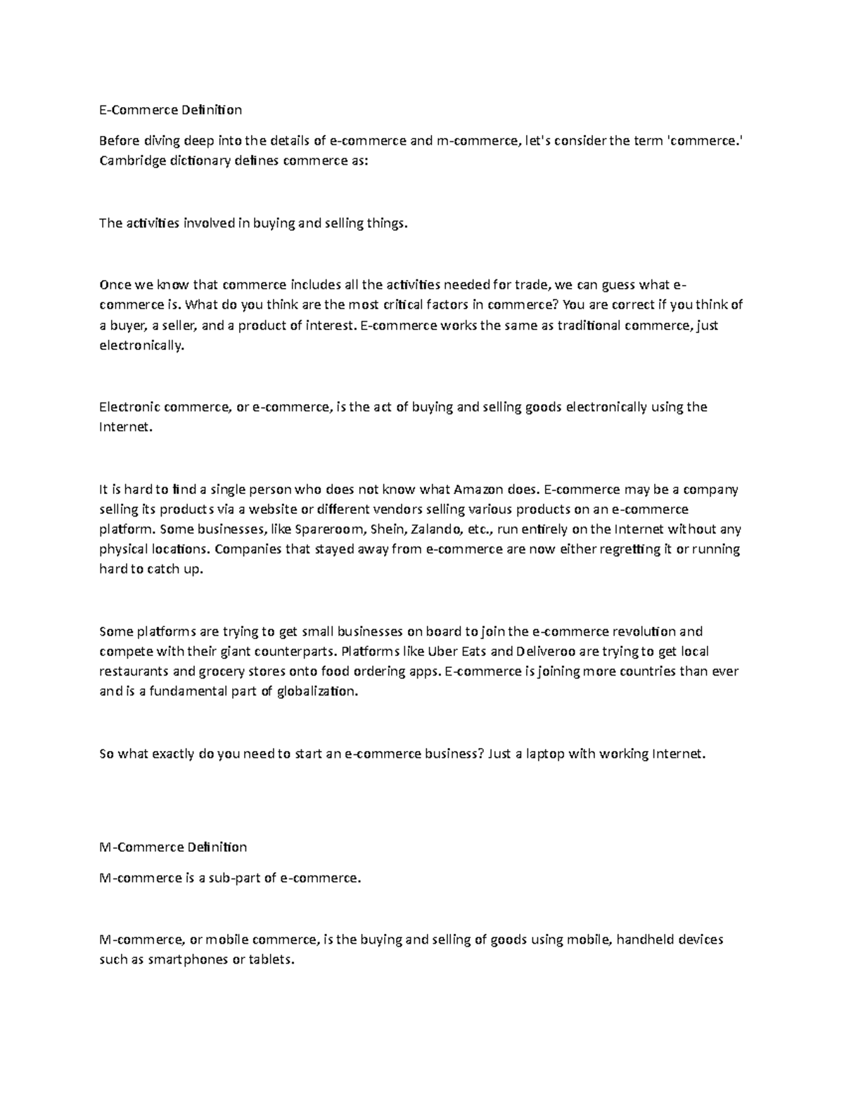 E-commerce vs m-commerce - E-Commerce Definition Before diving deep ...