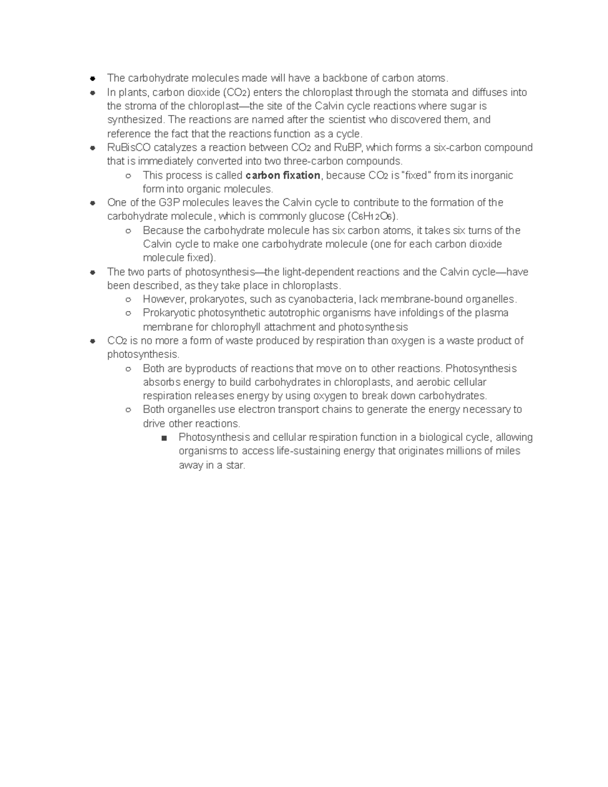 5.3 The Calvin Cycle - notes - The carbohydrate molecules made will ...