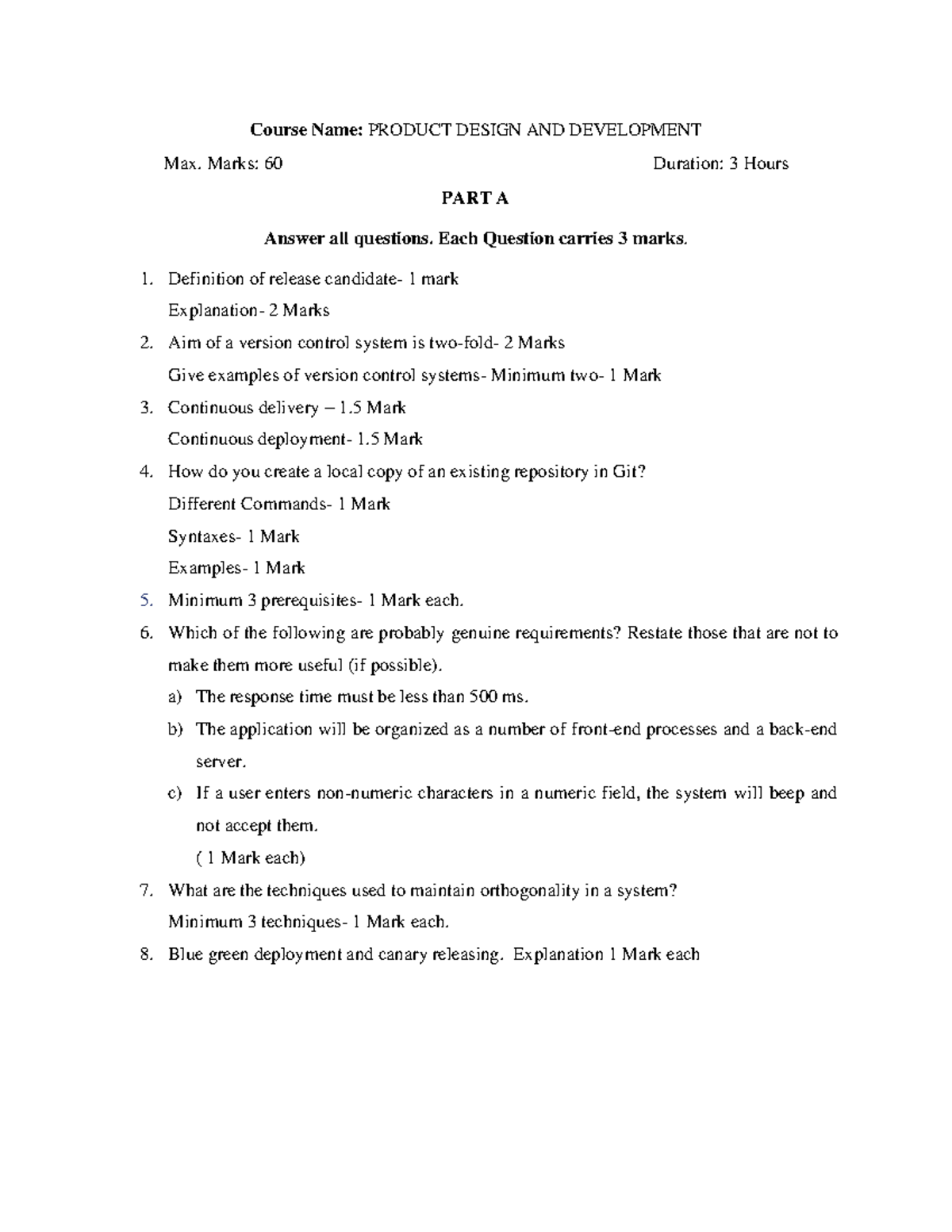 Pddkey - USEFUL QUESTION BANK - Course Name: PRODUCT DESIGN AND ...