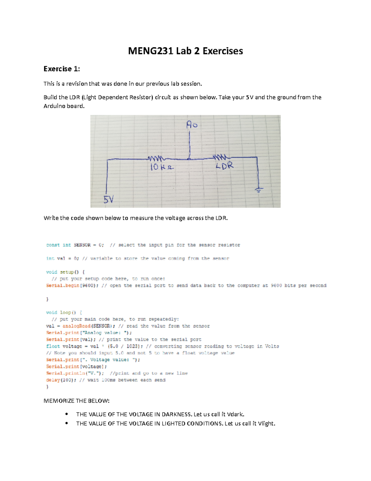 MENG231 Lab 2 Exercises - MENG231 Lab 2 Exercises Exercise 1: This is a ...