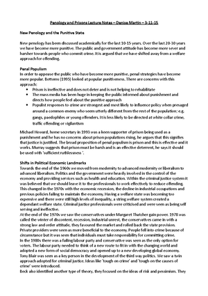 Penology 22-9-15 - Summary of lecture - Penology Lecture Notes Denise ...