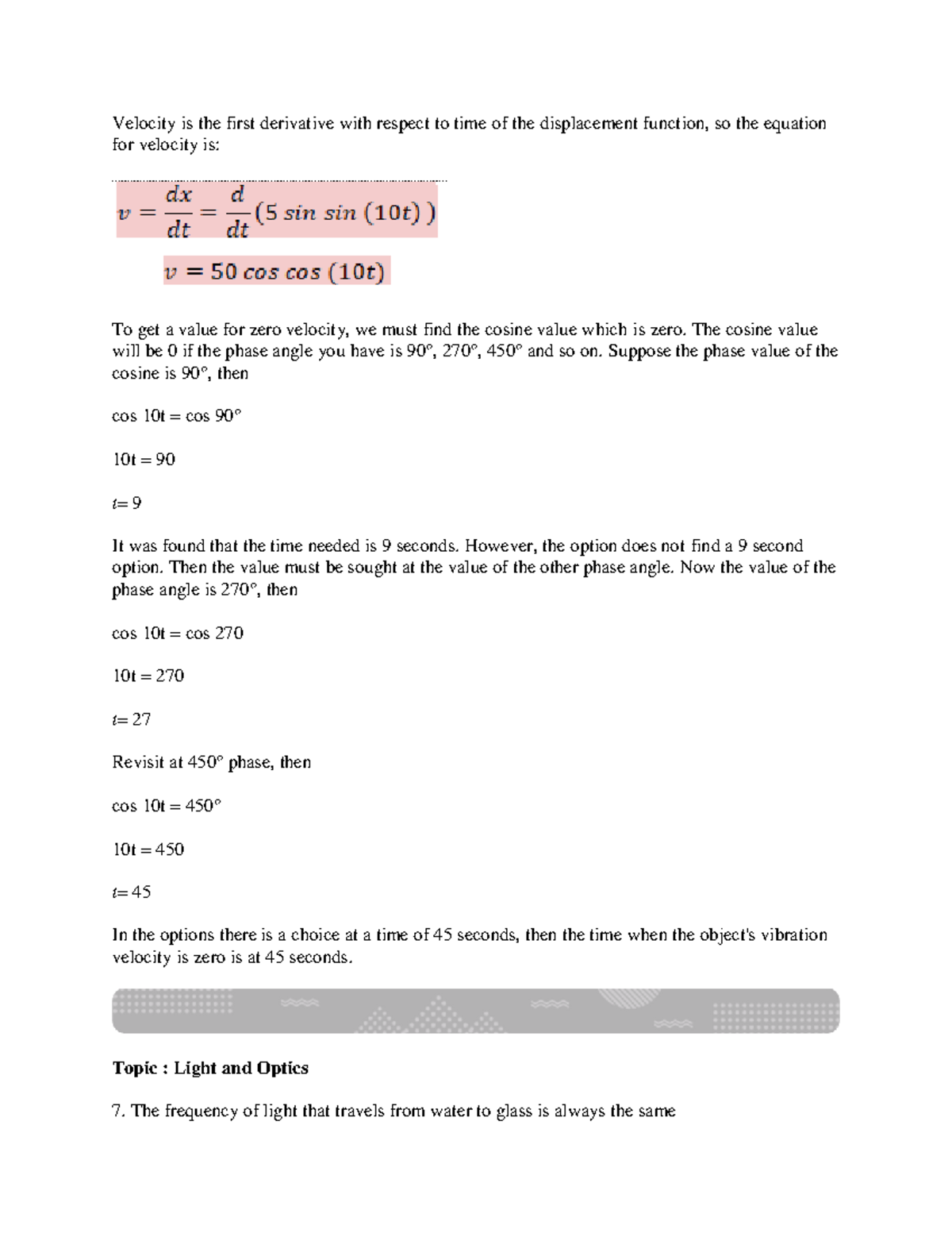 Newton's laws of motion exercise (physics)-4 - Velocity is the first ...