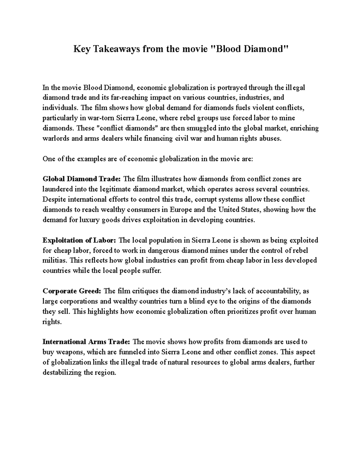 Key Takeaway - Blood Diamond - Key Takeaways from the movie "Blood ...