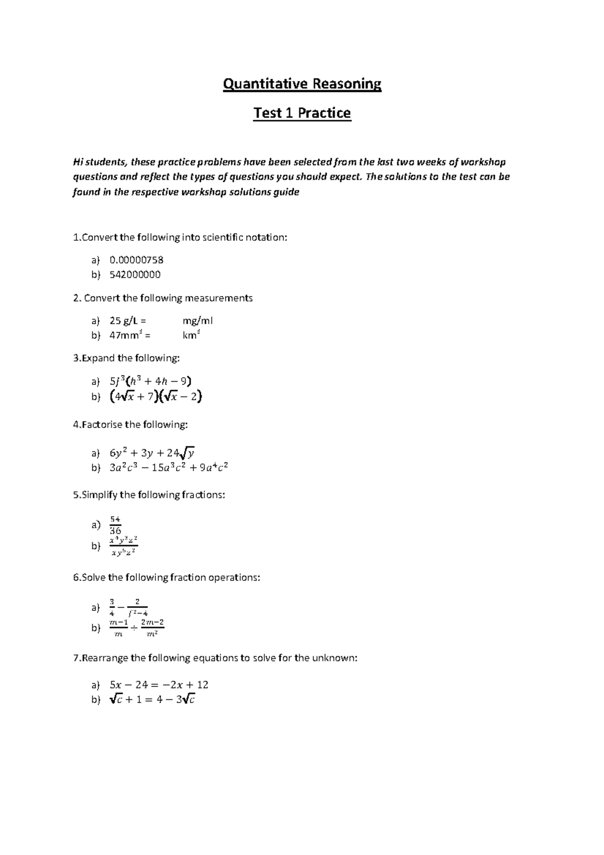 1015SCG Test 1 Practice - Quantitative Reasoning Test 1 Practice Hi ...
