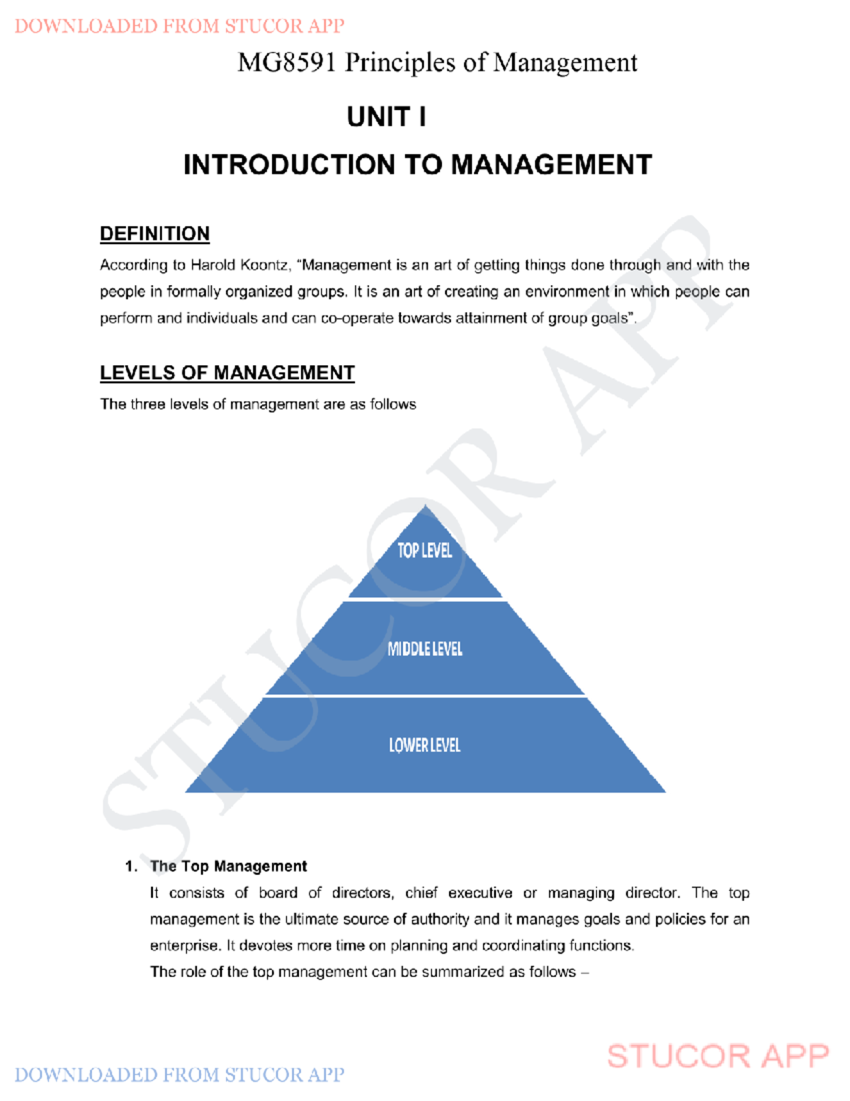 Notes for All Unit POM - R-2017 Principle of Management(POM) - $ 3 ...