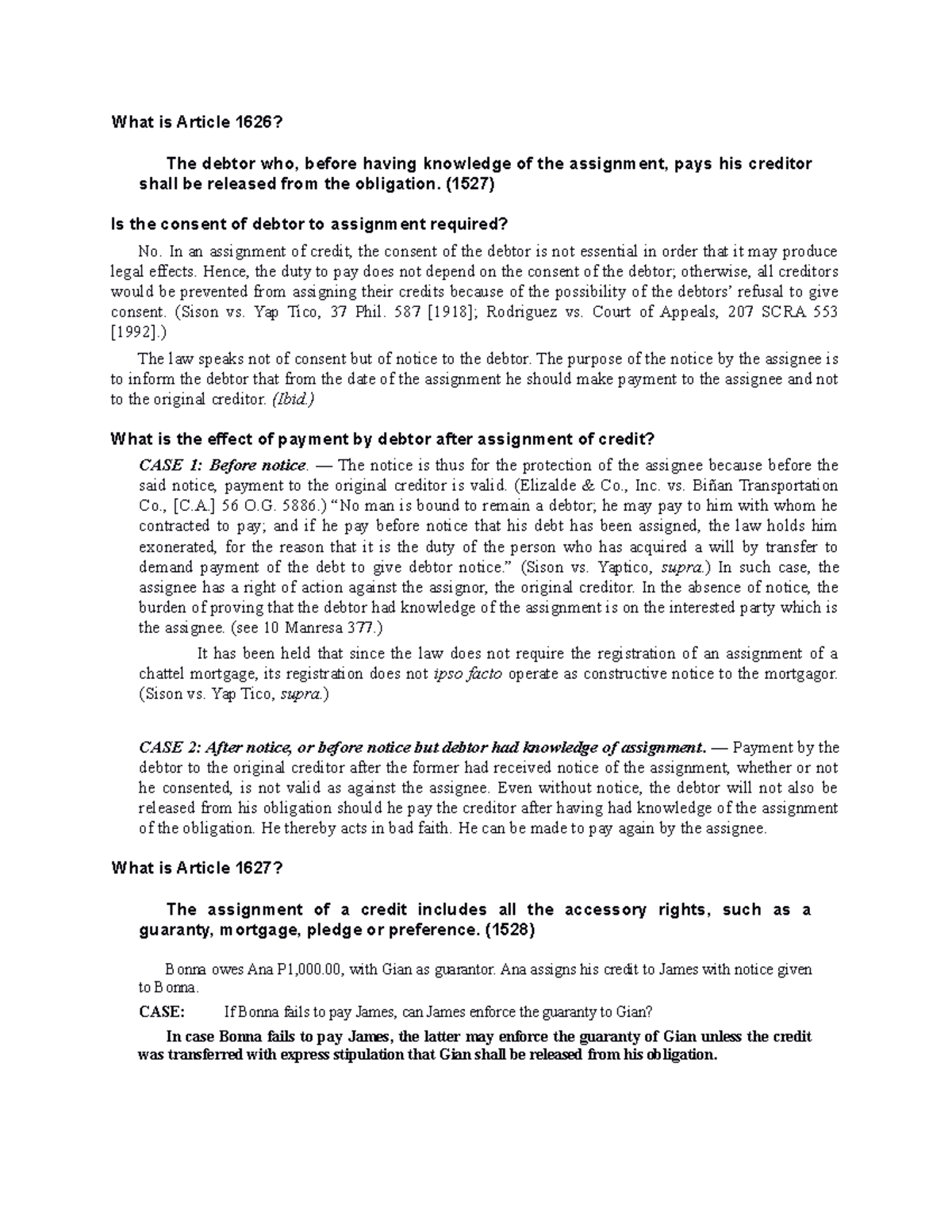 Article 1626-1630 - What is Article 1626? The debtor who, before having ...