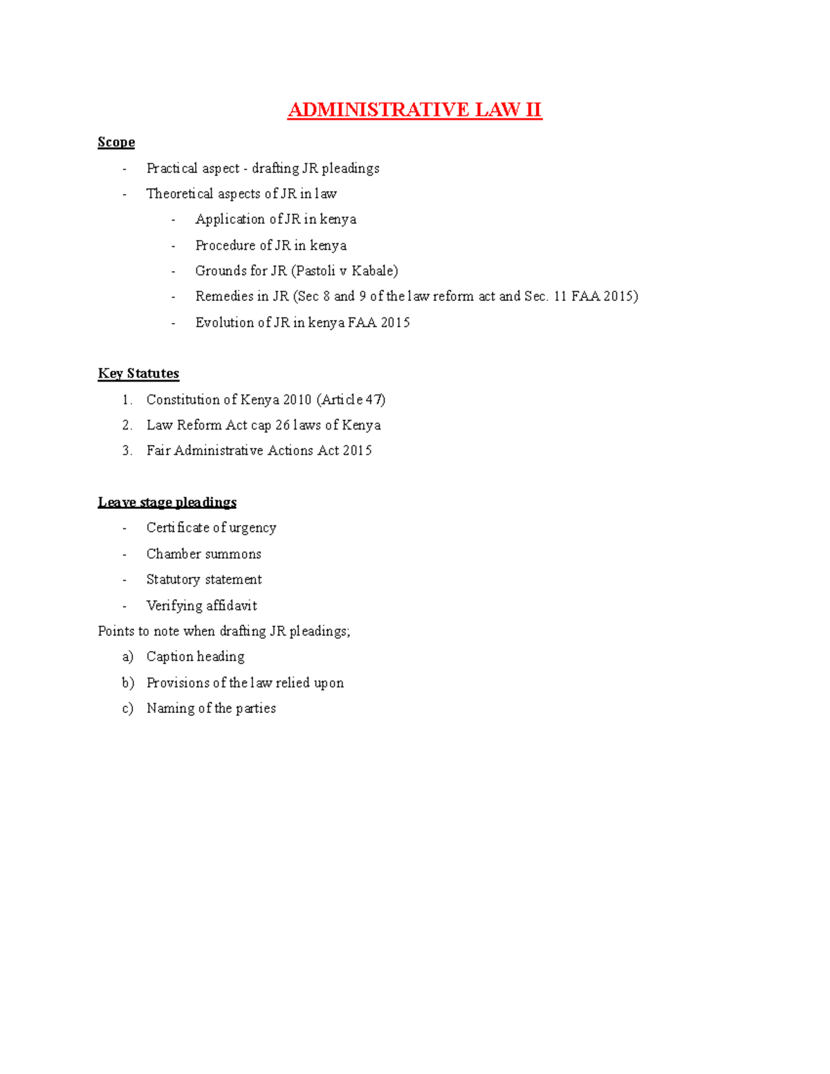 Administrative LAW II - ADMINISTRATIVE LAW II Scope - Practical aspect ...
