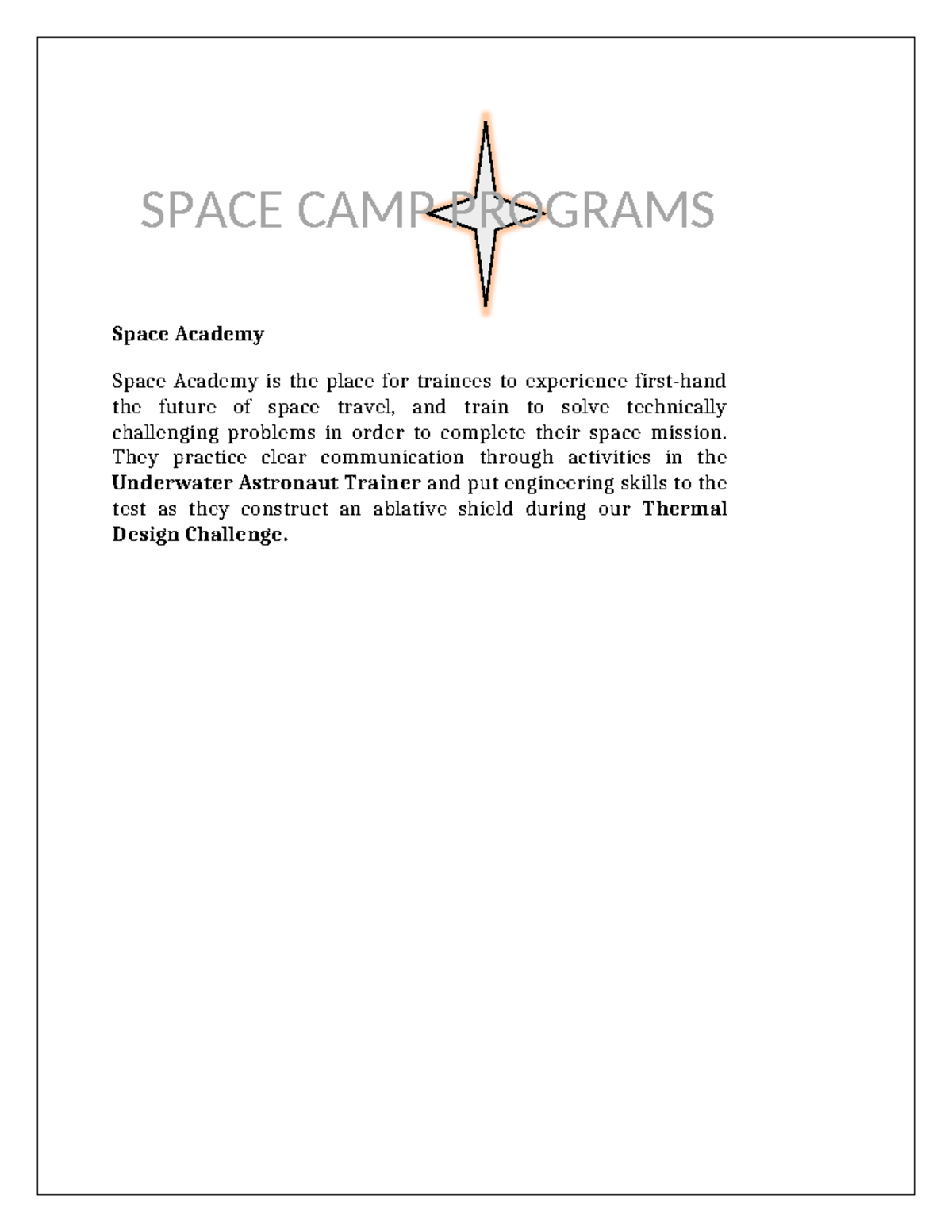 Wanamaker Exp22 Word Ch02 Cumulative Assessment Space - Space Academy Space Academy is the place ...