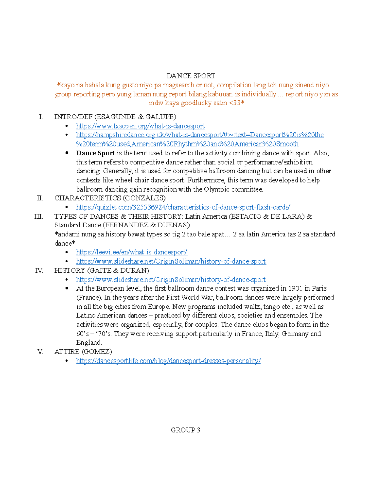 Dance Sport - Physical Education Lecture Notes - DANCE SPORT kayo na ...