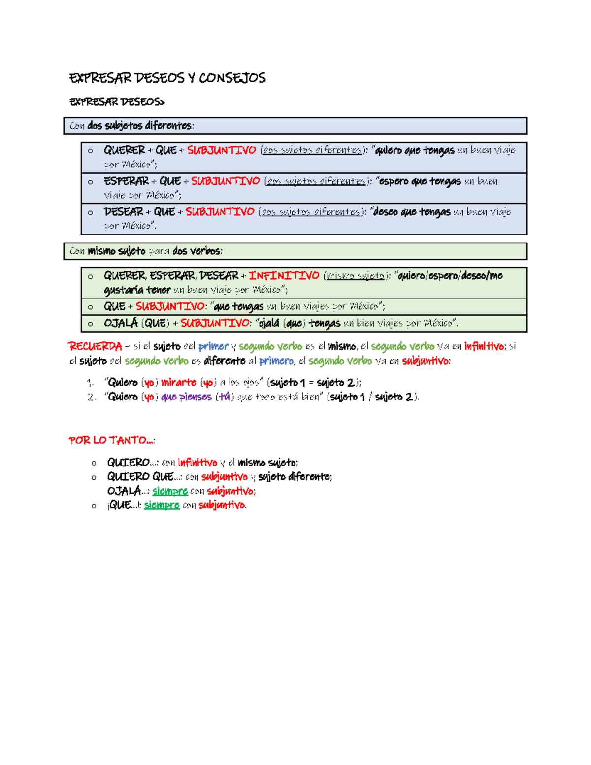 Expresar Deseos Y Consejos - EXPRESAR DESEOS Y CONSEJOS EXPRESAR DESEOS ...
