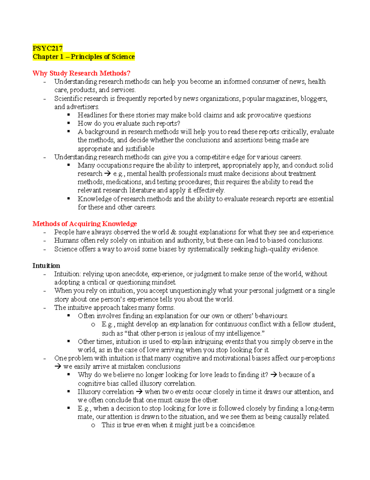 Chapter 1 - Principles of Science - PSYC Chapter 1 – Principles of ...