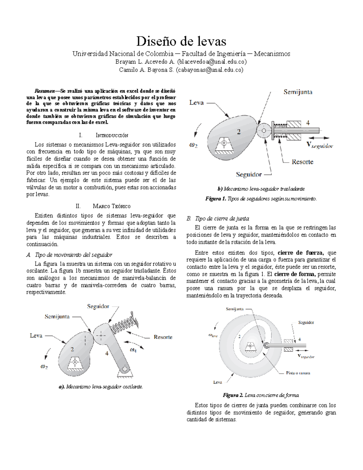 Diseño de levas - Diseño de levas Universidad Nacional de Colombia ...