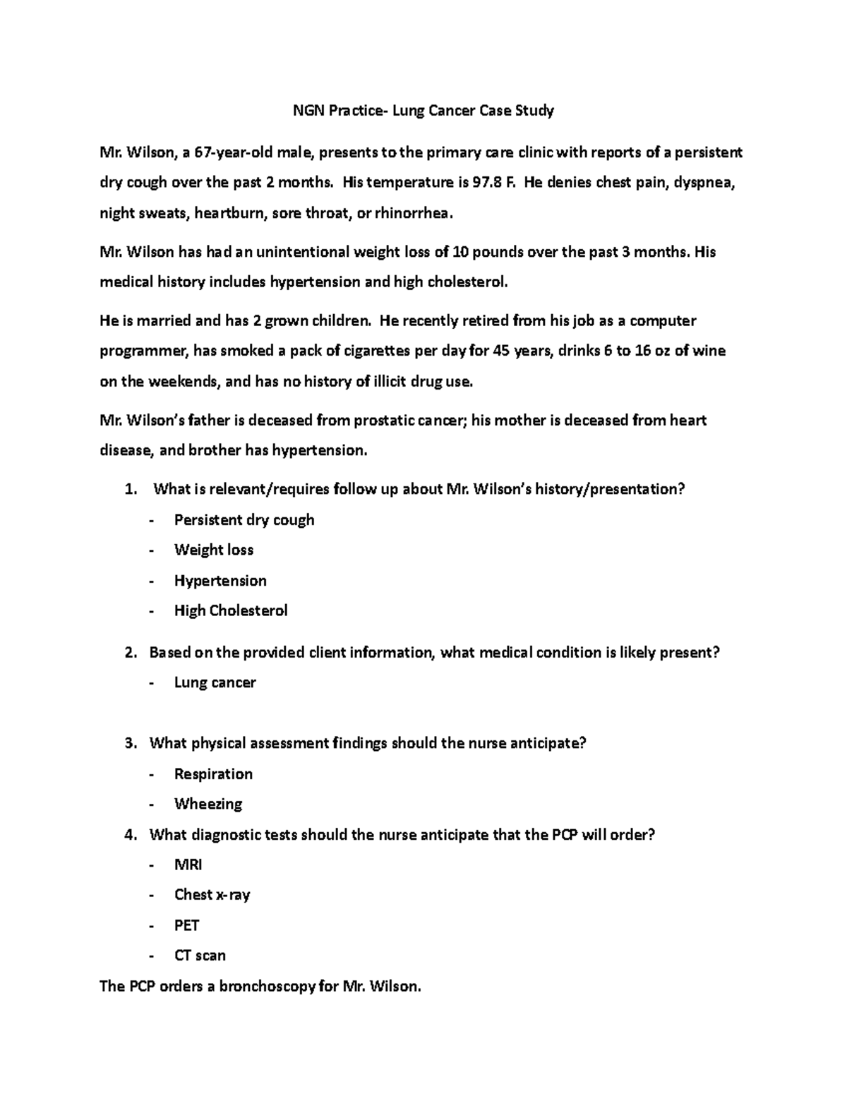 Lung Cancer case study- FA 2022 - NGN Practice- Lung Cancer Case Study ...