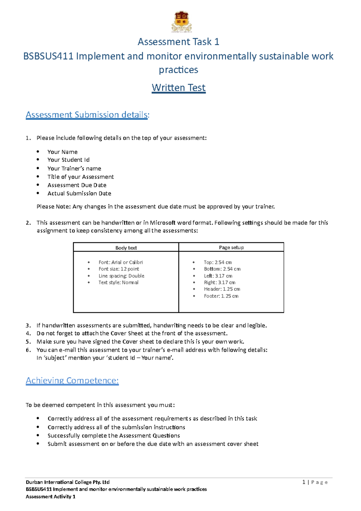Isher 1 - ejijriewj - Assessment Task 1 BSBSUS411 Implement and monitor environmentally ...