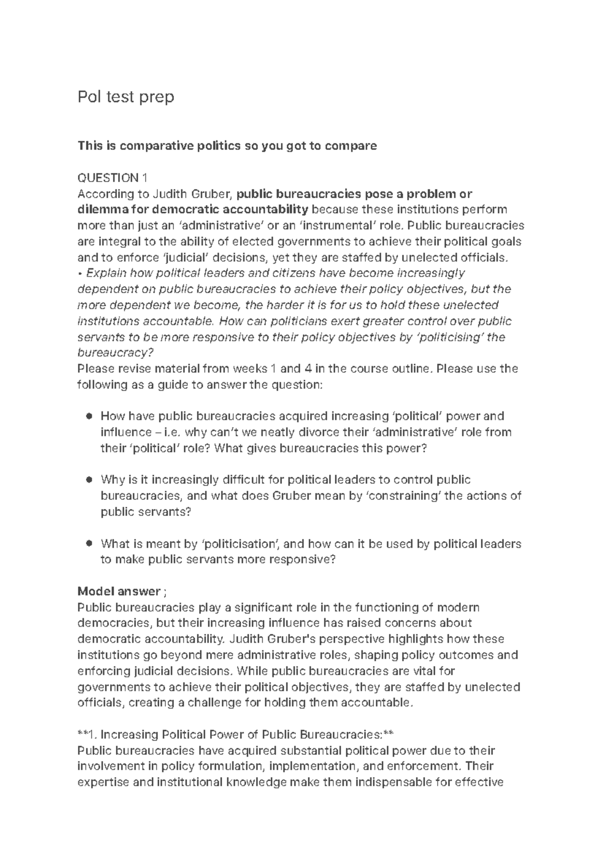 Pol test prep - Pol test prep This is comparative politics so you got ...