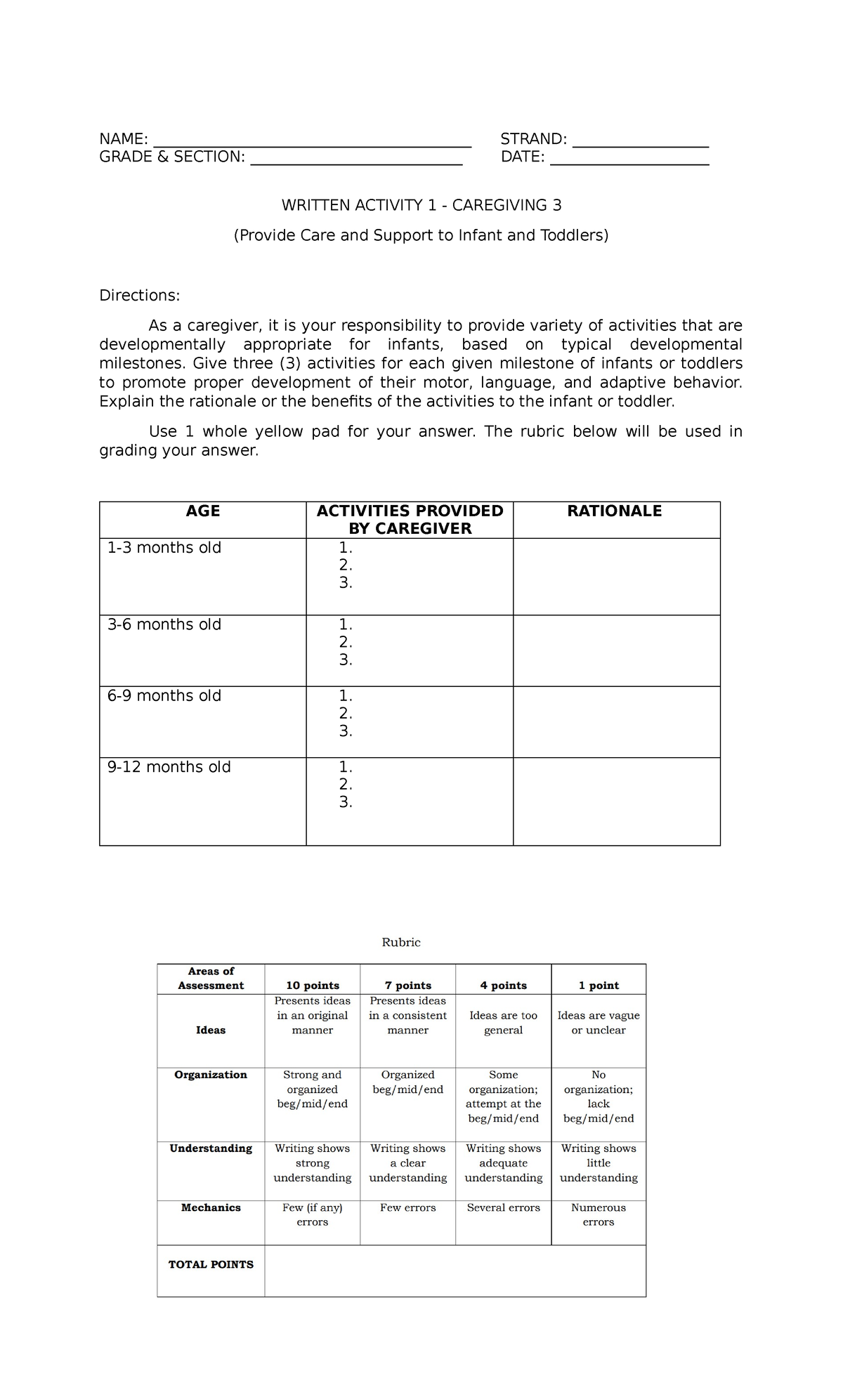 Written Activity 1 Caregiving 11 - NAME ...