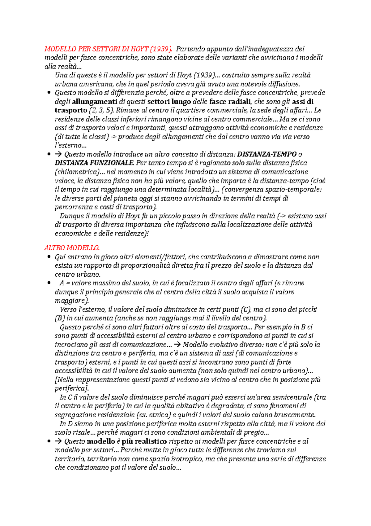 Modello PER Settori DI HOYT - MODELLO PER SETTORI DI HOYT (1939). Partendo appunto dei modelli ...