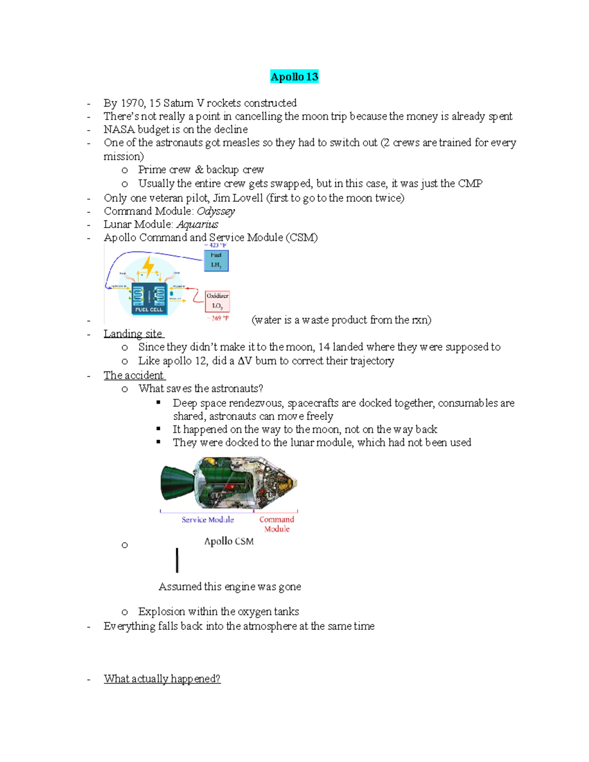 Apollo 13.1 notes - Apollo 13 By 1970, 15 Saturn V rockets constructed ...