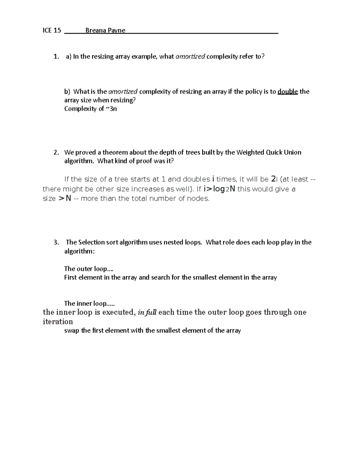 CSC 300 w18 ice 15 - Ice in class assignments - ICE 15 Breana Payne 1 ...