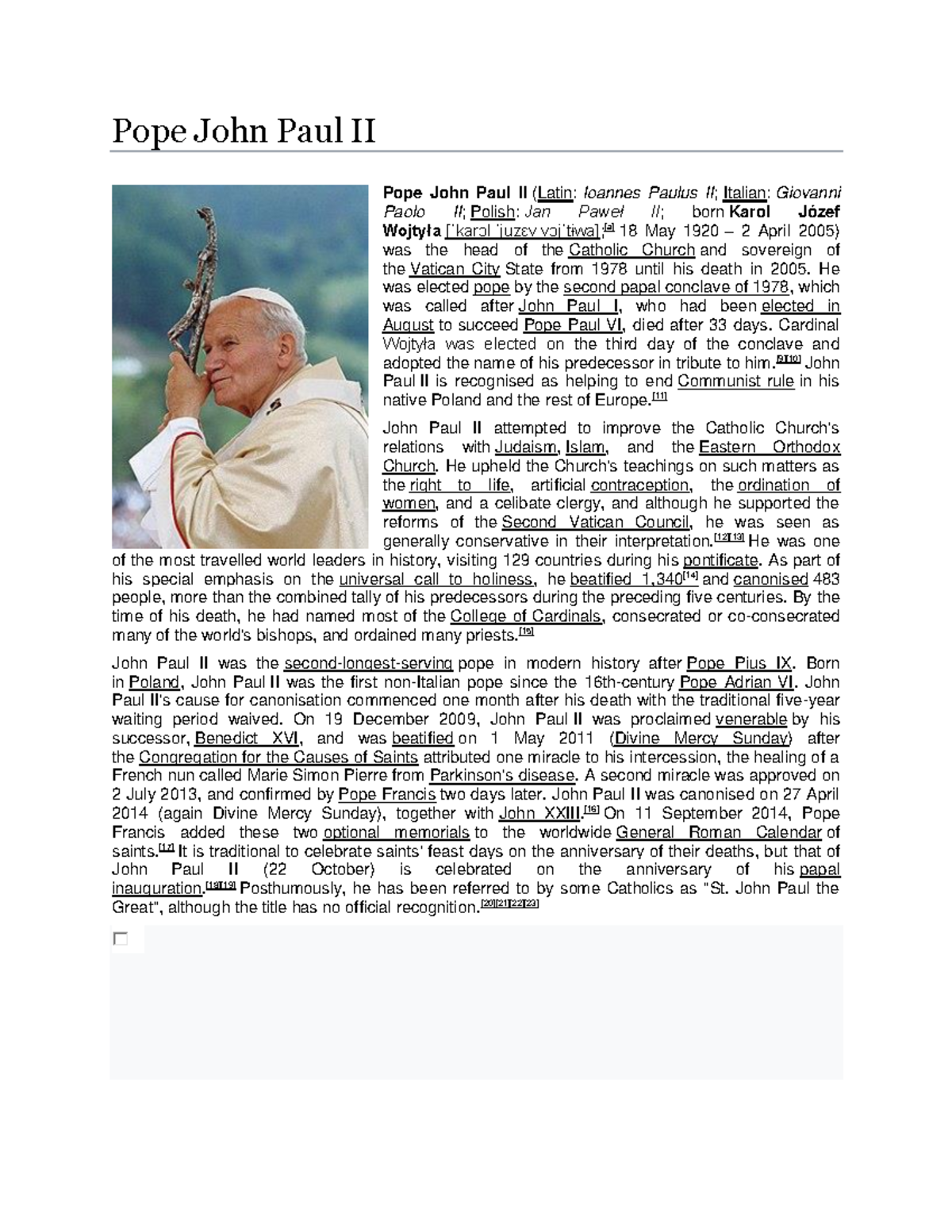 Pope John Paul II Biography - Pope John Paul II Pope John Paul II ...