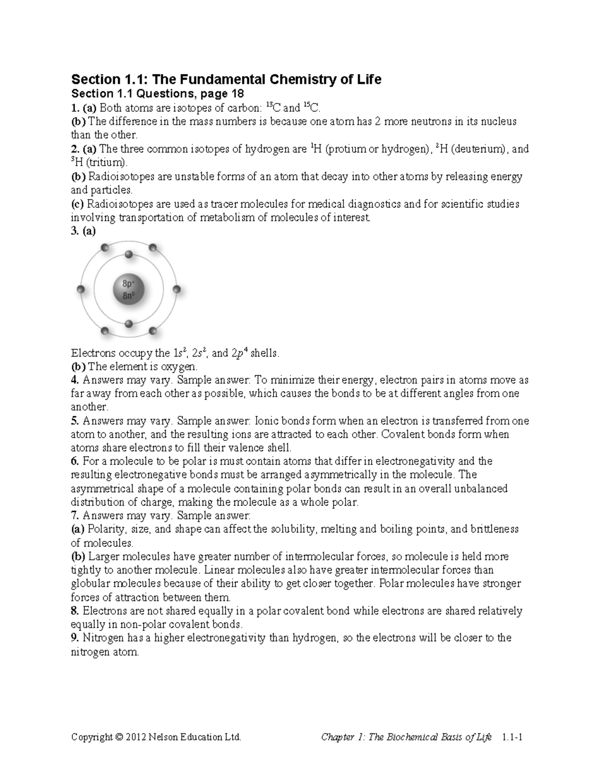 Bio12 sm 01 1 - grade 12 note - Copyright © 2012 Nelson Education Ltd ...