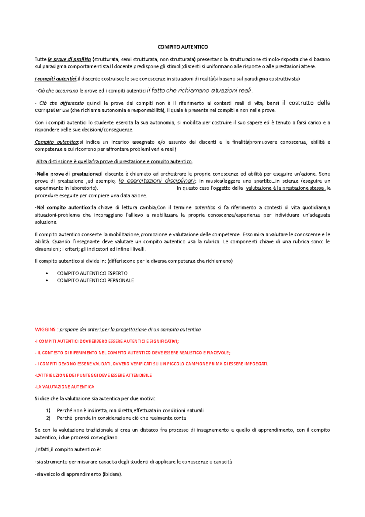 Compito Autentico - COMPITO AUTENTICO Tutte le prove di profitto ...