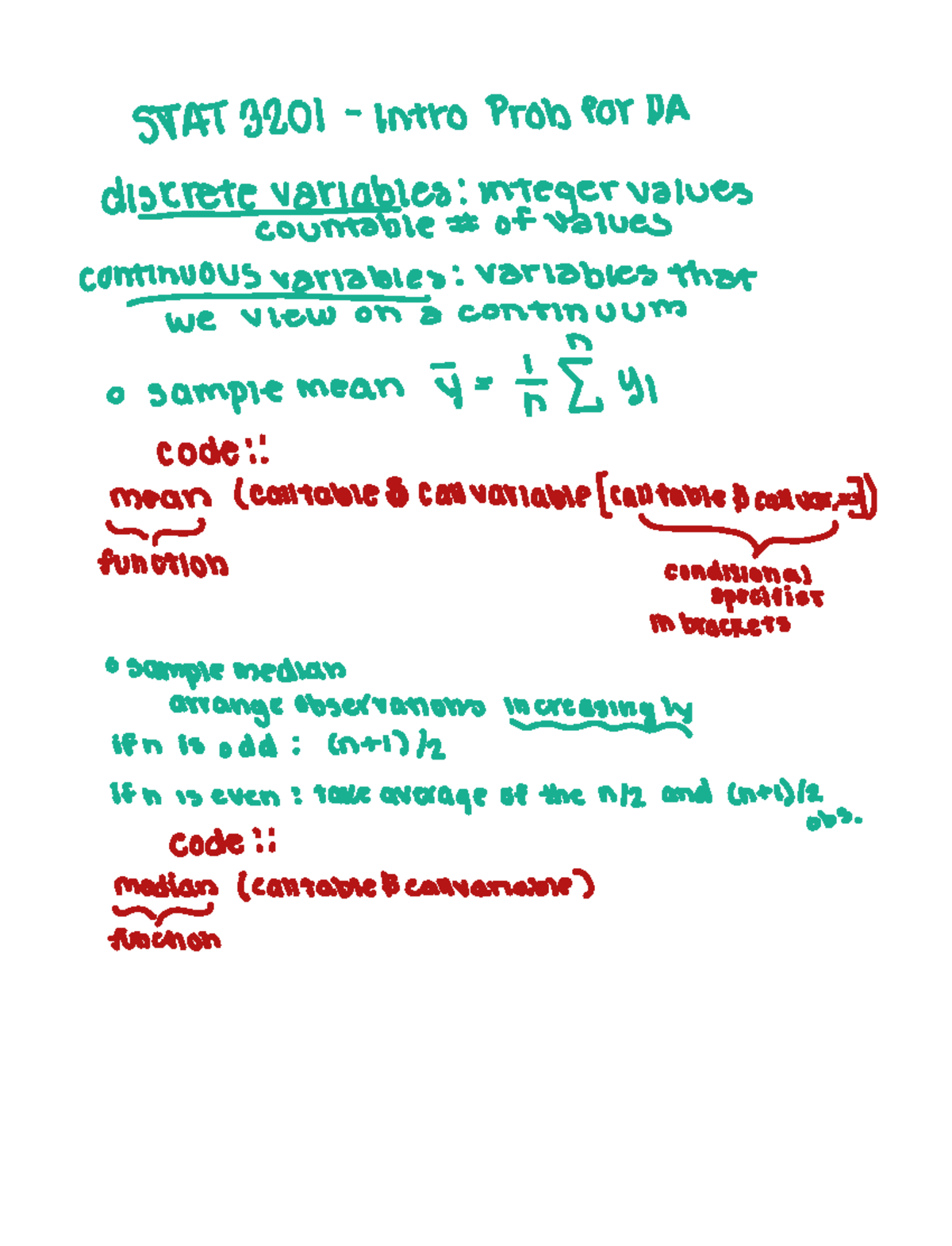 Introduction to Probability and Types of Distributions - STAT 3201 Intro Prob For DA discrete ...