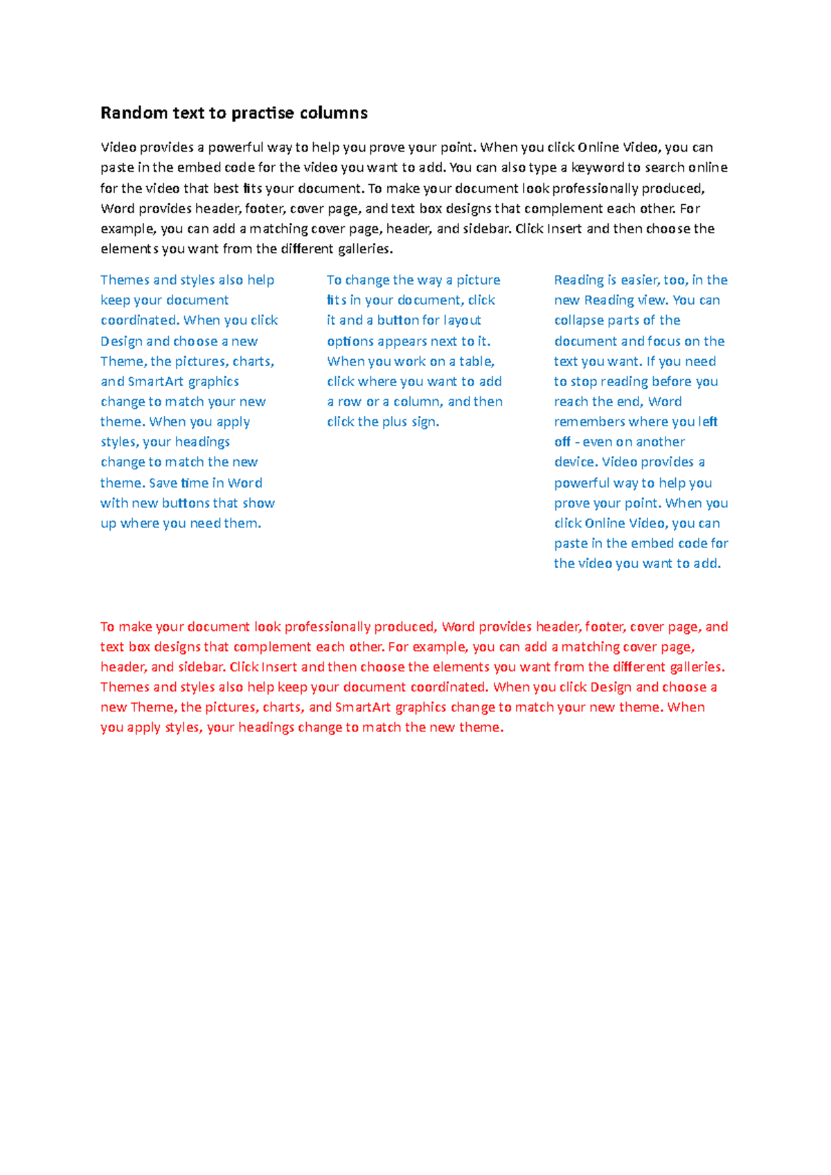 Columns 3 - a full detailed summary that explains the topic - Random text to practise columns ...