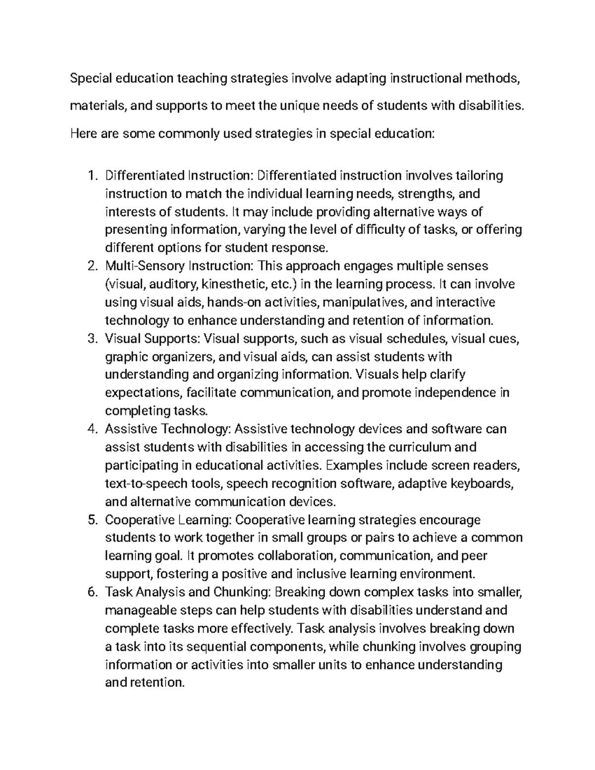 Special Education Teaching Strategies - Here are some commonly used ...