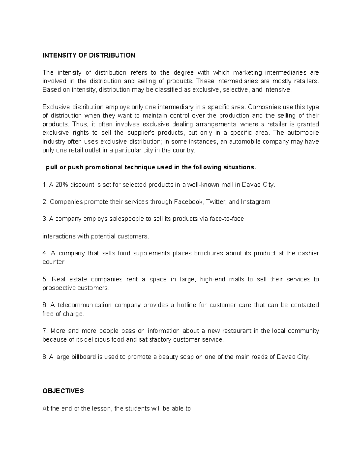 Intensity OF Distribution - INTENSITY OF DISTRIBUTION The intensity of ...