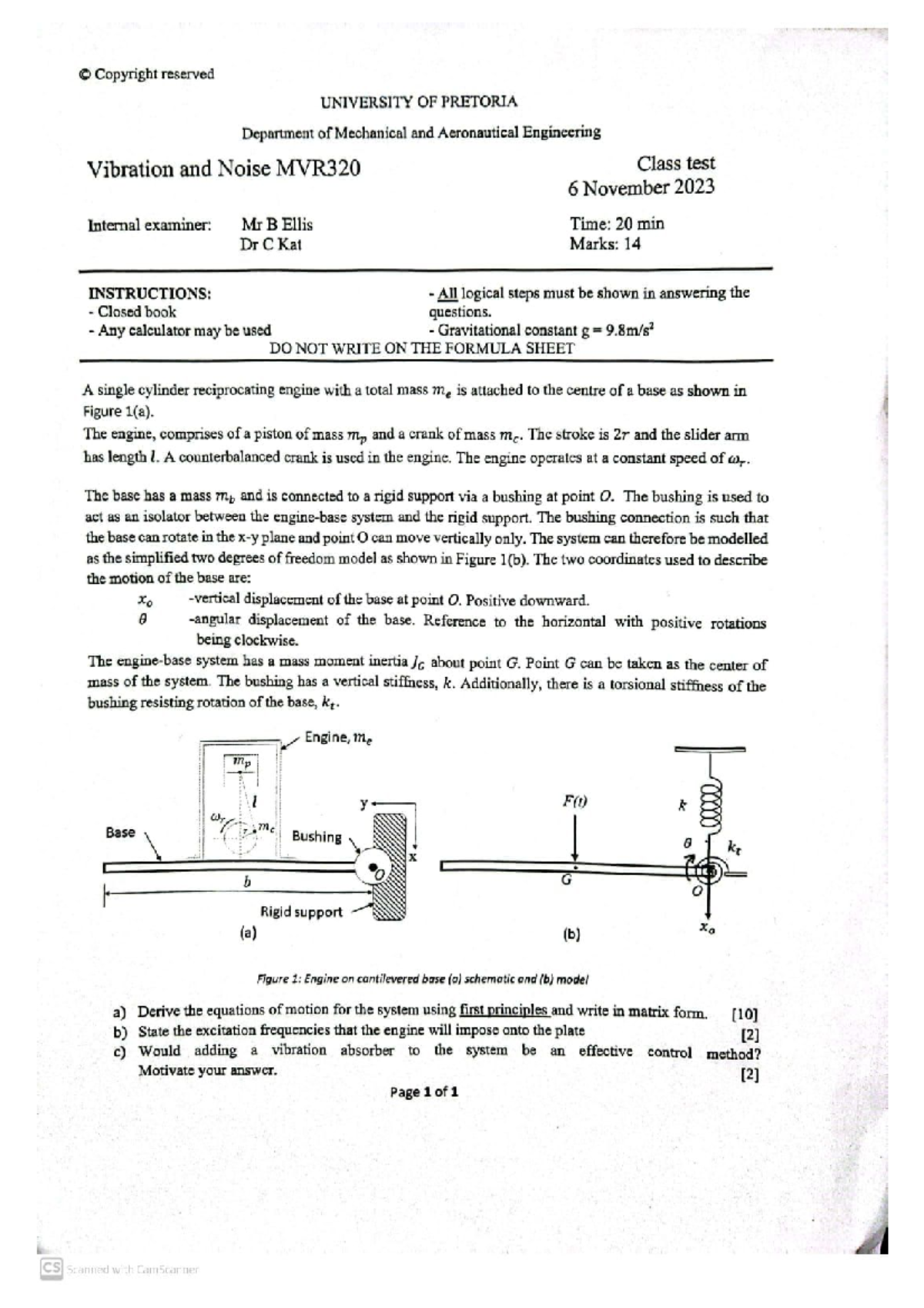 CT3 2023 - class test - Copyright reserved UNIVERSITY OF PRETORIA ...