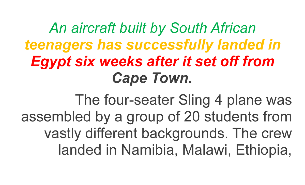 Home made plane - An aircraft built by South African teenagers has ...